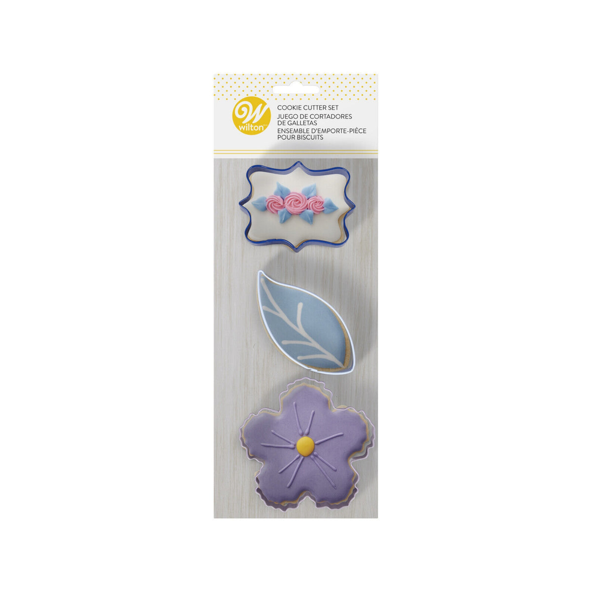 SET DE 3 CORTADORES FLORAL (HOJA, FLOR,MARCO) WILTON – Punto Nieve